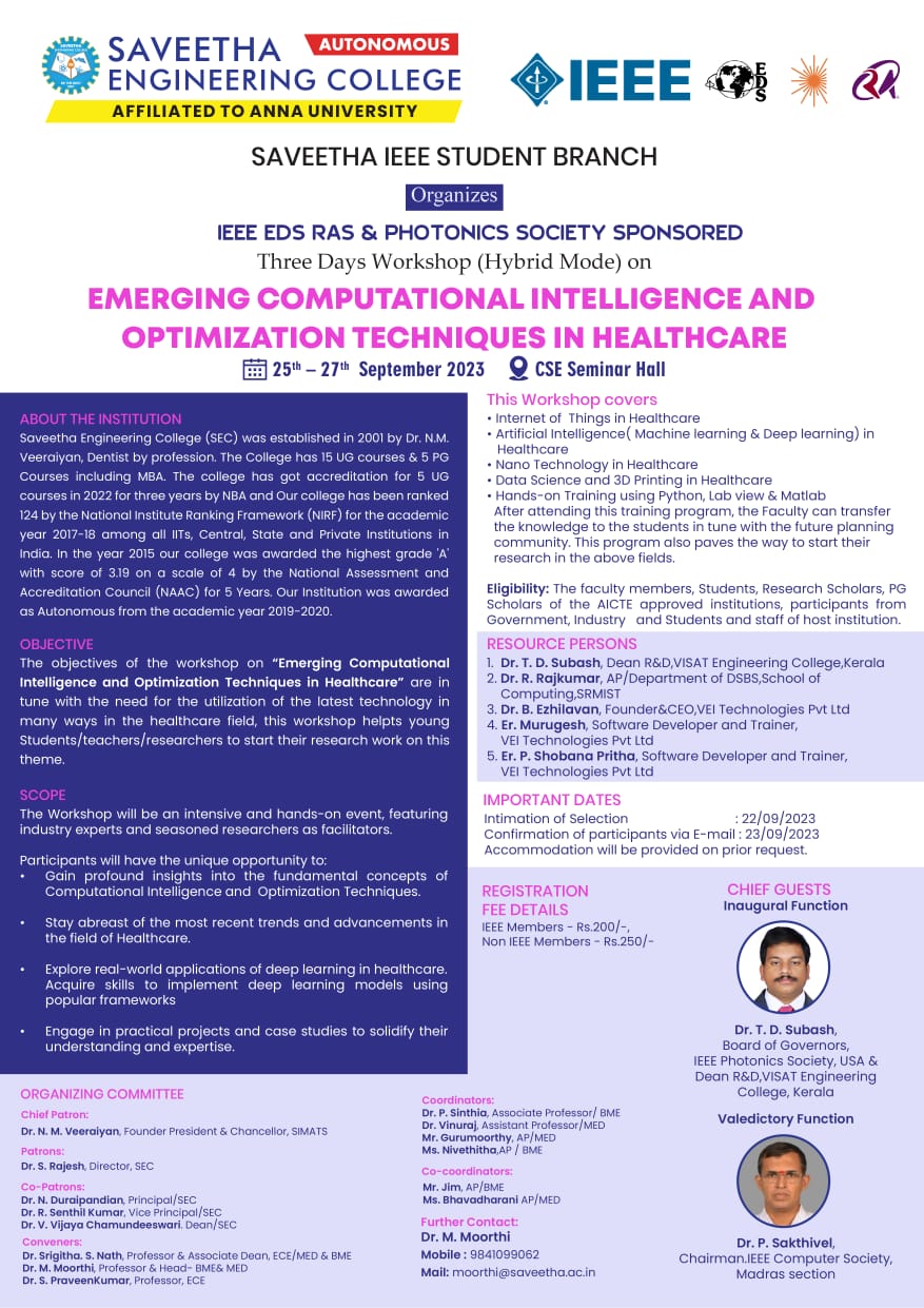 Inauguration of IEEE Photonics Society Sponsored Workshop - The IEEE ...